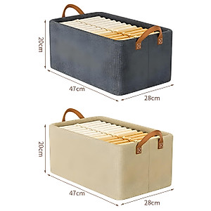 Generic 4 Pack 26L Universal Size Clothes Storage Basket, Fabric Storage Box with Metal Frame, Clothes & Fabric Orgainzer Bins, Closet Clothes Wardrobe Storage Box, Shelf Storage Box (2-Gray 2-Beige)