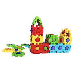 Anlabay Two-in-One Pop Blocks Pop Puzzle 48PCS, Jigsaw Puzzles, STEM Toys for 4 5 6 7 8 Year Old Kids, Bubble Popping Sensory Toy, Autism Sensory Toys for Autistic Children (Bubbles)