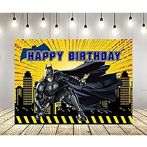 Black Bat Hero Backdrop for Birthday Party Supplies Superhero Batman Baby Shower Banner for Birthday Party Decoration 5x3ft