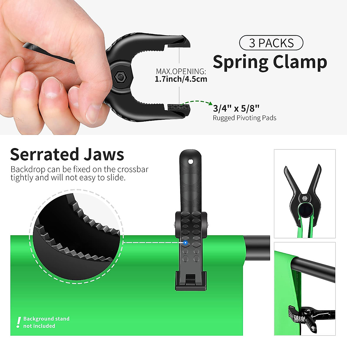 Neewer 9 x 15 feet/2.7 x 4.6 Meters Green Chromakey Polyester Backdrop Background Screen with 3 Clamps for Photo Video Studio Photography (Backdrop Stand Not Included)