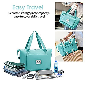 Large Capacity Travel Duffel Tote Bag with Dry Wet Separation Pocket, Waterproof Shoulder Weekender Bag for Women and Men，Foldable and Expandable Bag Lightweight and Easy Carry on