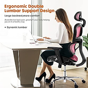 Ergonomic Office Chair,Large High Back Office Chairs Ergo3D Rolling Desk Chair with 4D Adjustable Armrest,3D Lumbar Support,Adjustable Headrest,Breathable Mesh Computer Gaming Executive Swivel Chairs