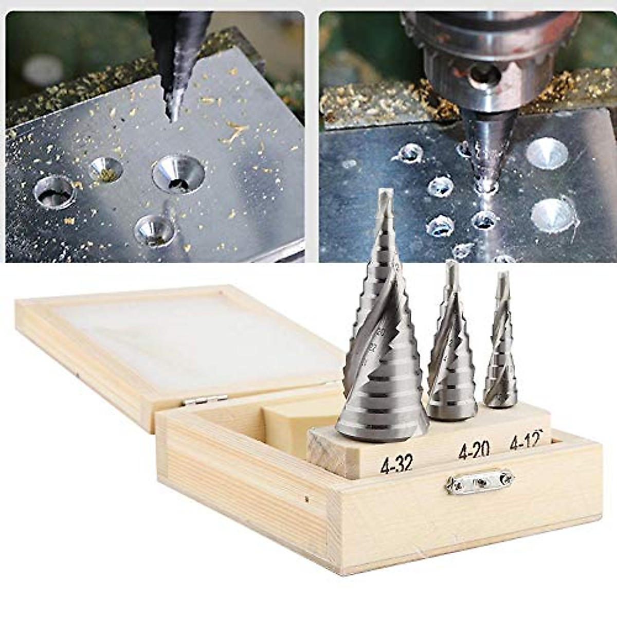 3 pcs Step Drill Bits High Speed Steel 4-12/20/32mm HSS Step Spiral Groove Step Cone Drill Hole Cutter Bit