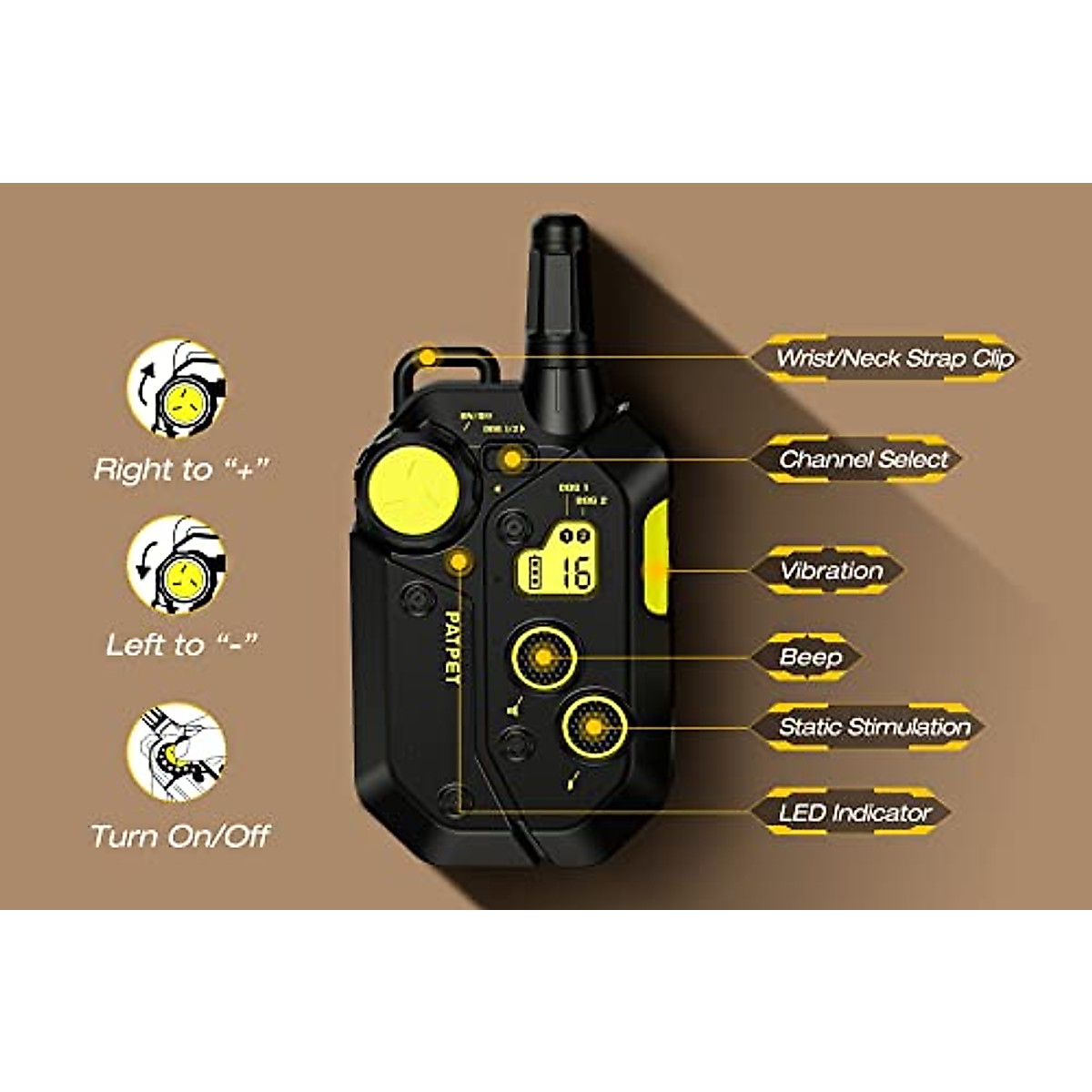 PATPET Shock Collar for Medium Large Dog(15-150lbs) - 3/4 Mile Range E Collar, Dog Training Collar with Remote