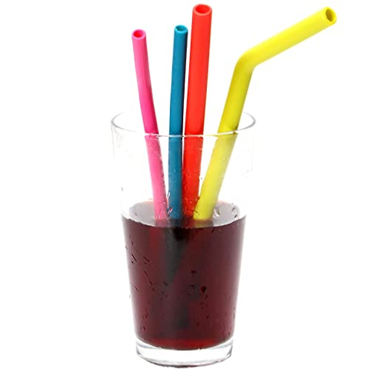 12 Pack Reusable Silicone Drinking Straws for 20 or 30oz Bottles- Flexible Straw with 2pc Cleaning Brushes BPA Free Multicolor (Diameter 7mm+10mm)