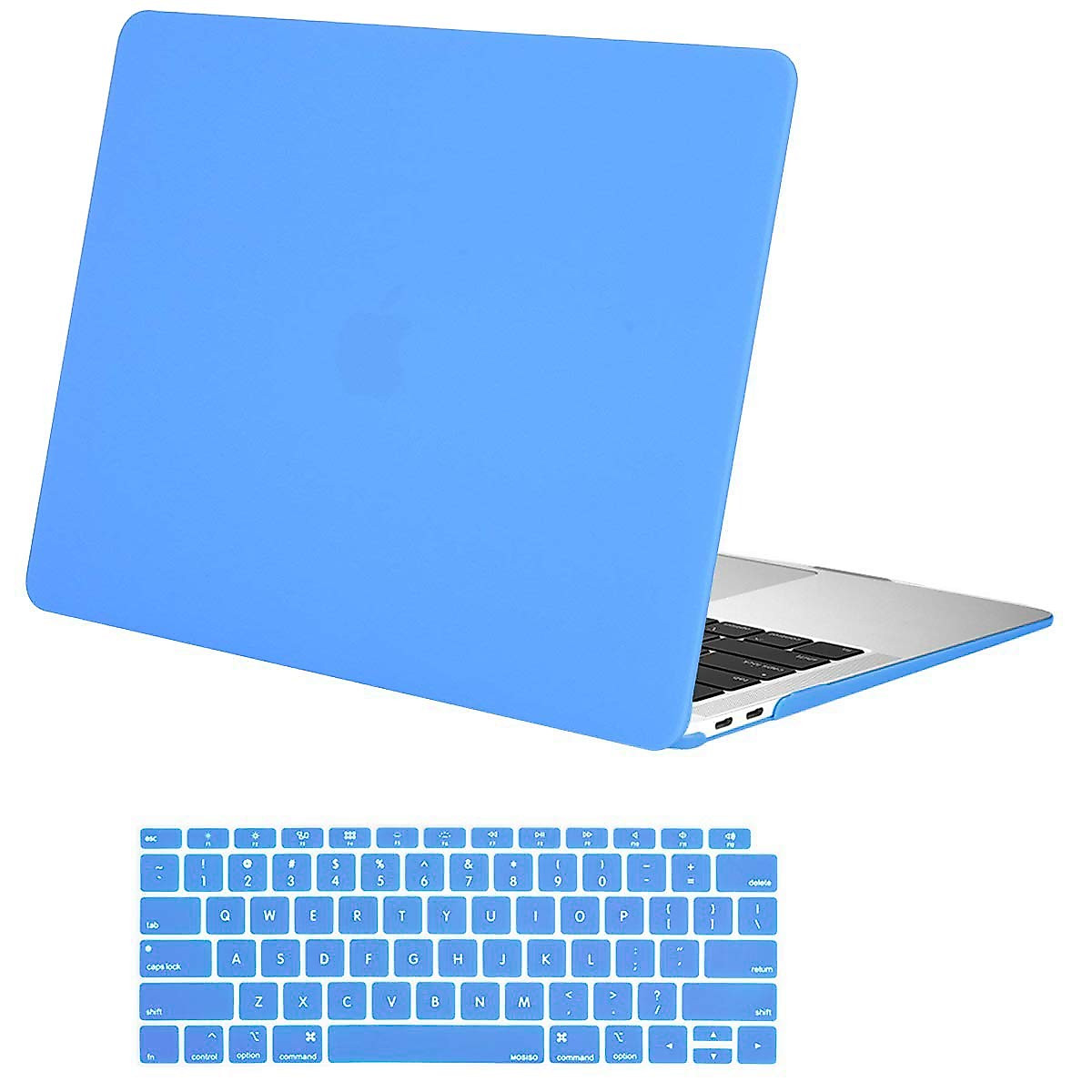 MOSISO Compatible with MacBook Air 13 inch Case 2022 2021 2020 2019 2018 Release A2337 M1 A2179 A1932 Retina Display with Touch ID, Plastic Hard Shell Case & Keyboard Cover Skin, Bright Blue