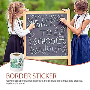 Ciieeo 4 Rolls Teacher Desk Decor Bulletin Board Scalloped Border Trims Die-Cut Border Trim Classroom Borders Trim Eucalyptus Border Paper Eucalyptus Leaves Copper Plate Stickers Sector