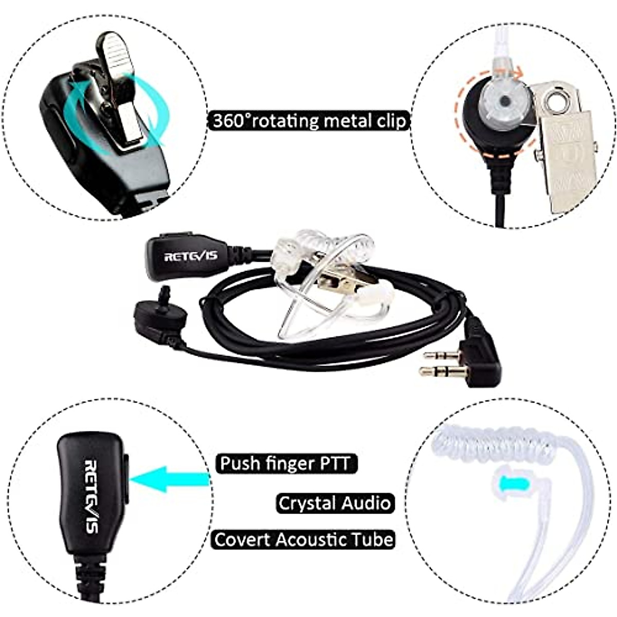 Retevis RT22S 2 Way Radios Rechargeable,Long Range Walkie Talkies with Earpiece and Mic Set,Channel Display,Signal Prompt,Handsfree Portable Two-Way Radio(6 Pack) with 6 Way Multi Gang Charger