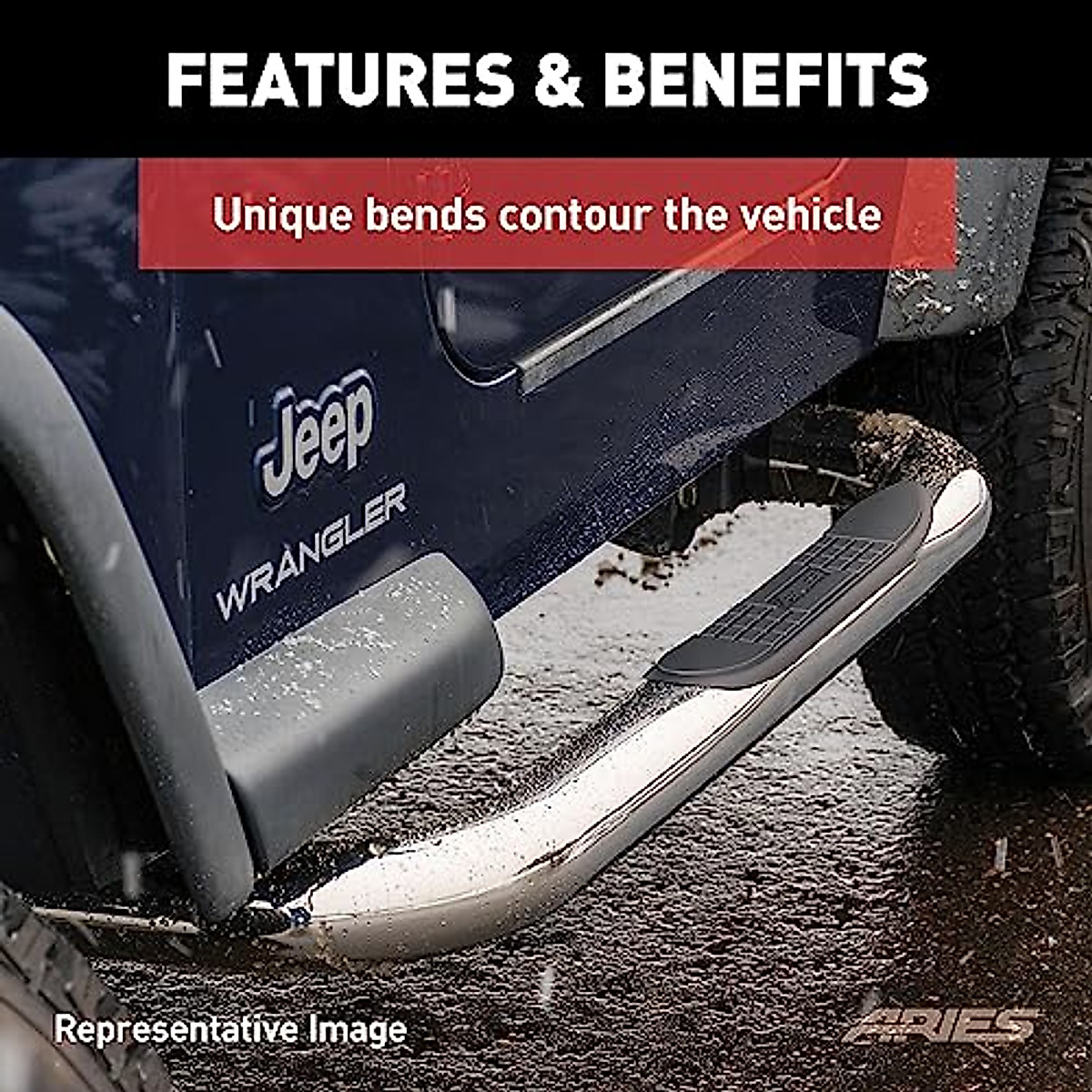 ARIES 204044-2 3-Inch Round Polished Stainless Steel Nerf Bars, No-Drill, Select Chevrolet, GMC Blazer K5