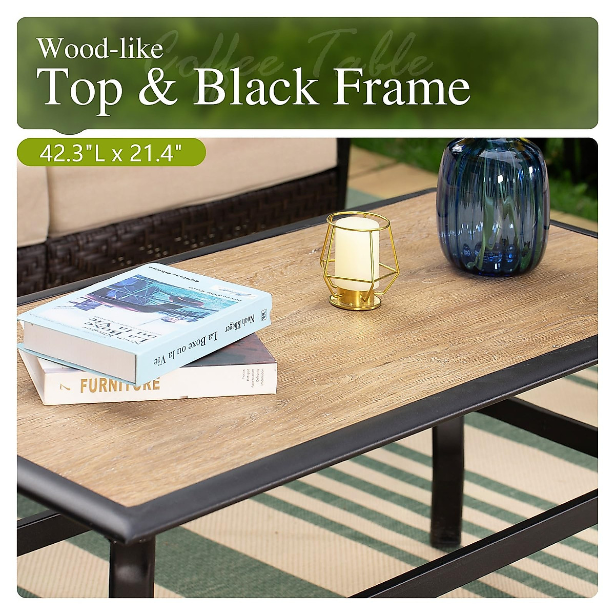 Sophia & William Large Outdoor Patio Furniture Set, 9 Seats Patio Modern Conversation Sets Metal Porch Furniture with 3-Seat Sofa, 1 Loveseat, 2 Swivel Sofa Chairs & Ottoman, 1 Coffee Table(Beige)