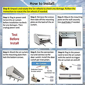 Awoco 60” Super Power 2 Speeds 2100 CFM Commercial Indoor Air Curtain, UL Certified, 120V Unheated with an Easy-Install Magnetic Switch