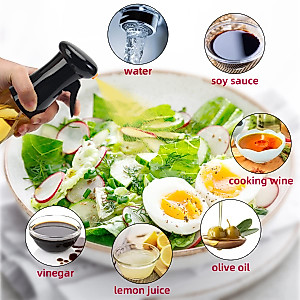 TAOUNOA 210ml Glasses Oil Sprayer - 2pcs Olive Oil Sprayer with Brush 7 OZ Oil for Cooking Mist Oil Spray Bottle for Kitchen Air Fryer, Salad, Baking, Grilling, Frying, Black