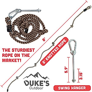 Duke's Outdoor Rock Climbing Holds Set for Kids - 25 Rock Climbing Wall Grips for Indoor & Outdoor Play Set, 8 Foot Knotted Climbing Rope, Chalk Bag & 3 DIY Videos