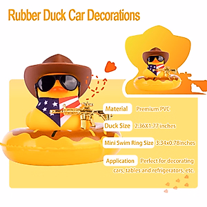 MuMyer Cowboy Duck Car Dashboard Decorations Rubber Duck Car Ornaments with Cool Accessories Mini Swim Ring Sun Hat Sunglasses Scarf or Necklace for Dashboard Decoration