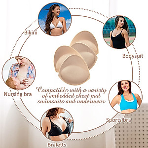 Jiuguva 2 Pairs Push up Bra Inserts Sports Replacement Pads Breast Enhancer Cups Sewn Edges Bra Padding Insert