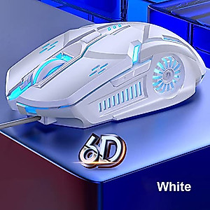 Gaming Mouse Wired, USB Computer Mice for Game & Daily, Chroma RGB Backlit, 4 Adjustable DPI Up to 3200 DPI, Comfortable Grip Ergonomic Mice for PC, Laptop, Mac, Windows (White)