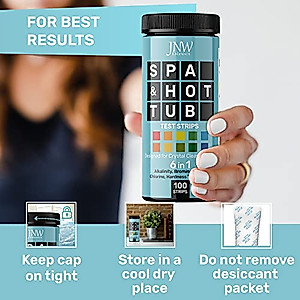 Hot Tub Test Strips - 6in1 Quick & Accurate Spa Test Strips for Hot Tubs - 100 Water Test Strips, Hot Tub Water Test Kit with E-Book - Test Chlorine, Bromine, pH, Hardness, Alkalinity - JNW Direct