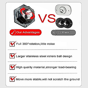 Mini Caster Wheels for Small Appliances, 360°Rotation Self Adhesive Caster Wheels, Stainless Steel Rollers Universal Wheel for Trash Can, Storage Bins Bottom (8 PCS, Black) APBATS