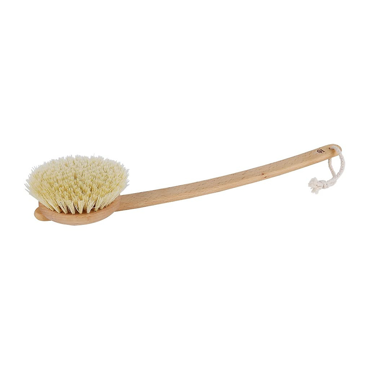 Redecker 100% Made in Germany Round Tampico Fiber Bath Brush with Extra-Long Oiled Beechwood Handle, 18-1/2-Inches