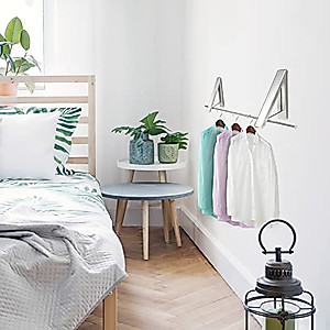 Dehomy Clothes Drying Rack Indoor/Outdoor Wall Mounted Folding Aluminum Folding Clothes Hanger Hanging on Bathroom,Bedroom Balcony and Laundry,Home Storage Organizer (2 Pack)