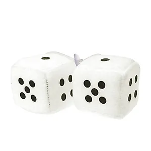 A FEI 1 Pair Fuzzy Dice Dots Rear View Mirror Hanger Decoration Car Styling Accessorie