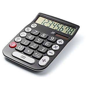 8 Digit Dual Powered Desktop Calculator, LCD Display, Black- by Office + Style