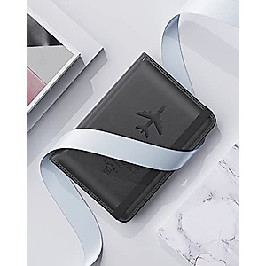 Stouchi AirTag Passport Holder, Passport Holder with Airtag Slot, Passport Wallet Cover for Men, Family Leather Passport Protector Case, Anti-Lost Travel Essentials, Grey