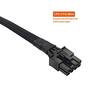 YEZriler CPU Cable for Corsair PSUs, CPU 8 Pin Male to CPU 8 Pin (4+4 Detachable) Male EPS-12V Motherboard Power Adapter Sleeved 25-inch (63cm)