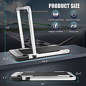 ANCHEER Treadmill,Folding Treadmill for Home Workout,Electric Walking Under Desk Treadmill with APP Control, Portable Exercise Walking Jogging Running Machine (Silver)