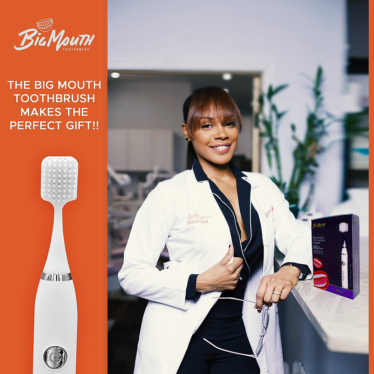 BIG MOUTH TOOTHBRUSH The Original Orthodontist Dr Bobbi's Patented Design Electric Toothbrush|Bigger Size and Stronger Cleaning Power Electric Toothbrush for Adults