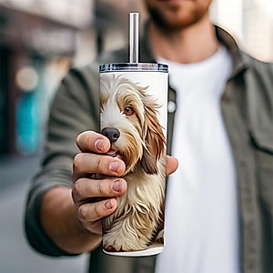 Petit Basset Griffon Vendeen Dog Illustration Skinny Tumbler 20oz with Straw Insulated Water Bottle Gift
