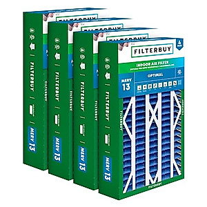 Filterbuy 16x28x6 Air Filter MERV 13 Optimal Defense (4-Pack), Pleated HVAC AC Furnace Air Filters Replacement for Aprilaire Space-Gard 401/2400 & Lennox (Actual Size: 15.50 x 26.88 x 6.00 Inches)