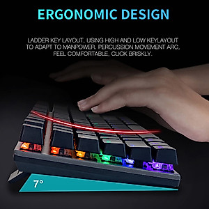 CHIROPTER Mechanical Keyboard and Mouse Combo, Wired RGB LED Backlit Mechanical Gaming Keyboard with Blue Switch, Gaming Mouse for Windows PC Gamers
