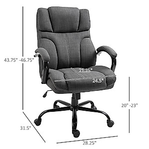 Vinsetto 500lbs Big and Tall Office Chair with Wide Seat, Executive Computer Chair with Adjustable Height, Swivel Wheels and Linen Finish, Dark Grey