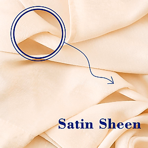 SHERWAY 9.6 Feet x 10 Feet Cream Beige Silky Soft Curtain Wedding Backdrop Drapes, Slightly Shiny Satiny Window Curtains for Party Ceremony Decoration