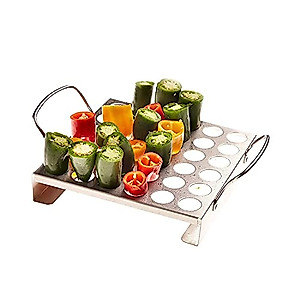 BBQ-Aid Jalapeno Poppers Grill Rack with Handles - Jalapeno Popper Holder for Grill - Easy to Pick Up - Chicken Legs & Wings or Chili - 36 Capacity Racks- BBQ Grill and Smoker Accessories