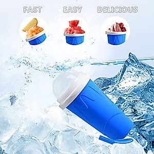 Slushy Maker Cup Slushie Cup Frozen Magic Cup Squeeze Cup Double Layer Slushy Maker DIY Homemade Smoothie Cups (Blue+Pink)