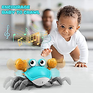 Crawling Crab Toy, Infant Tummy Time Baby Toys, Fun Interactive Dancing Walking Moving Toy Babies Sensory Induction Crabs with Music, Baby Toys 0-6 to 12-18 Months Boys Girls Toddler Birthday Gifts