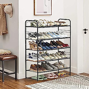 SUFAUY 5-Tier Shoe Rack, Stackable Shoe Shelf Storage Organizer for Entryway Closet, Extra Large Capacity, Wire Grid, Black