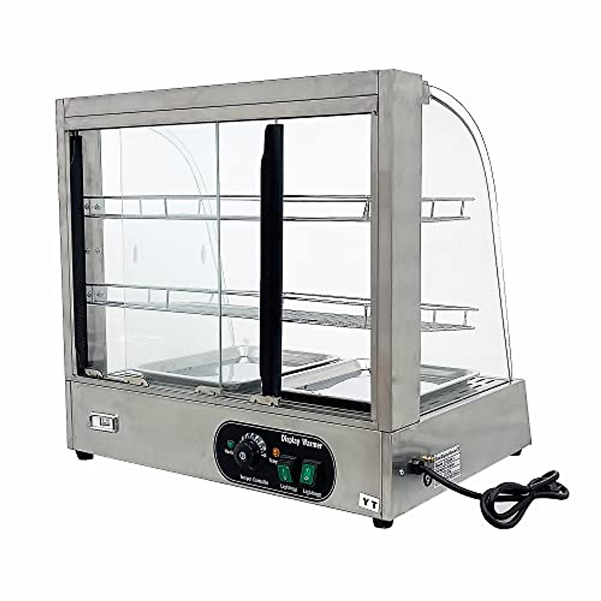 TECHTONGDA Commercial Countertop Food Display Case Electric Food Warmer Case for Pizza Dessert Food Display Cabinet 3 Tiers 700W