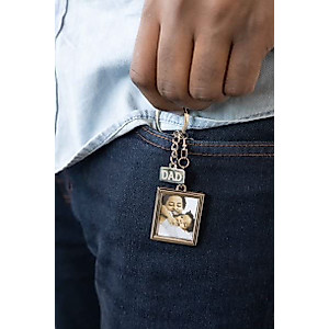 Pearhead Dad Charm Photo Keychain, Gender-Neutral Baby Girl or Baby Boy Keepsake, Father’s Day Accessories, Father Daughter or Father Son Keepsake Frame Keychain, Silver