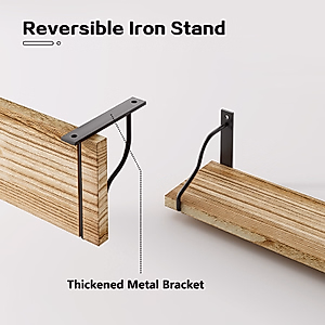 Inforth Wall Shelves, Wood Wall Mounted Shelves for Wall Storage, Floating Shelves for Wall Display with Metal Bracket, Hanging Shelves for Bedroom Kitchen Living Room (Wooden, 17 Inches)