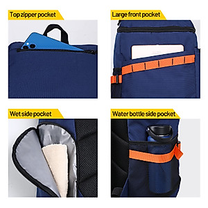 MIER Basketball Backpack Soccer Bag with Shoes/Ball Compartment, Large Sports Back Pack Equipment Bag for Men Women Athletes, 35L, Blue