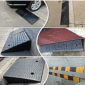 Threshold Ramp, Threshold Wheelchair Ramp 4in/ 5in/ 6in/ 7in/ 8in/ 9in Rise Curb Threshold Ramp for Wheelchair, Garage Stairs Entry Ramp with Non Slip Surface, Driveway Ramps (Color : Black, Size :