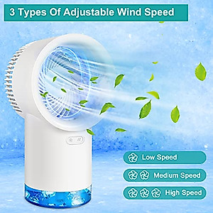Portable Air Conditioner Fan with 3 Speeds, USB 3 in 1 Evaporative Air Cooler & Large Capacity Water Tank, Air Conditioner Fan for Room/Office/Outdoor
