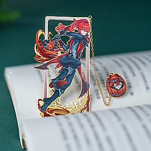 BSAPP Genshin Impact Diluc Ragnvindr Metal Bookmark, for Genshin Fans Book Lovers Readers