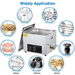 Aprafie Ultrasonic Cleaner, 360W 15L Ultrasonic Jewelry Cleaner Machine with Digital Timer Heater and 304 Stainless Steel for Dentures Glass Industrial Parts Carburetor Circuit Board