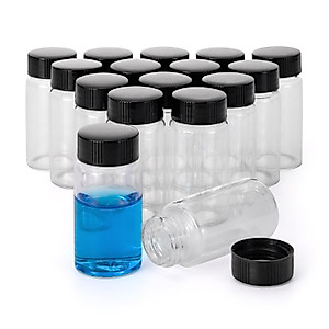 Kesell 25ml Glass Vials, Clear Glass Sample Bottle, Small Glass Vial with Screw Cap, Empty Bottle with Cap, Pack of 16