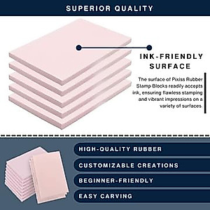 Rubber Block Stamp Carving Blocks Stamp Making Kit with Cutter Tools 5-Pack Carving Rubber Stamps for Printmaking, Printing and More Crafts