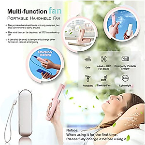 TAILISA Portable Handheld Fan, 2-speed Mini Portable Fan USB Rechargeable Personal Fan for Home Office Outdoor Travel White